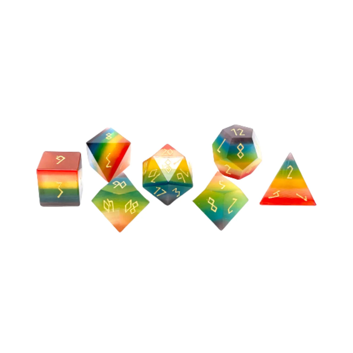 RPG 7 Dice Set | Glass - Rainbow Cat's Eye — Victory Point Games LLC